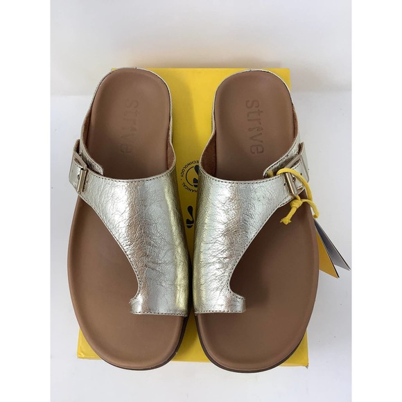 Strive | Shoes | Strive Footwear Java Light Gold Orthotic Adjustable Sandals In Size 8 New ...
